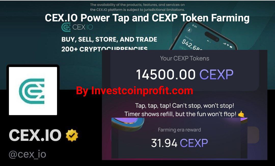 CEX.IO Power Tap: Play Game, Earn Free CEXP Tokens (Use Boosts, Full Review) - Invest Coin Profit